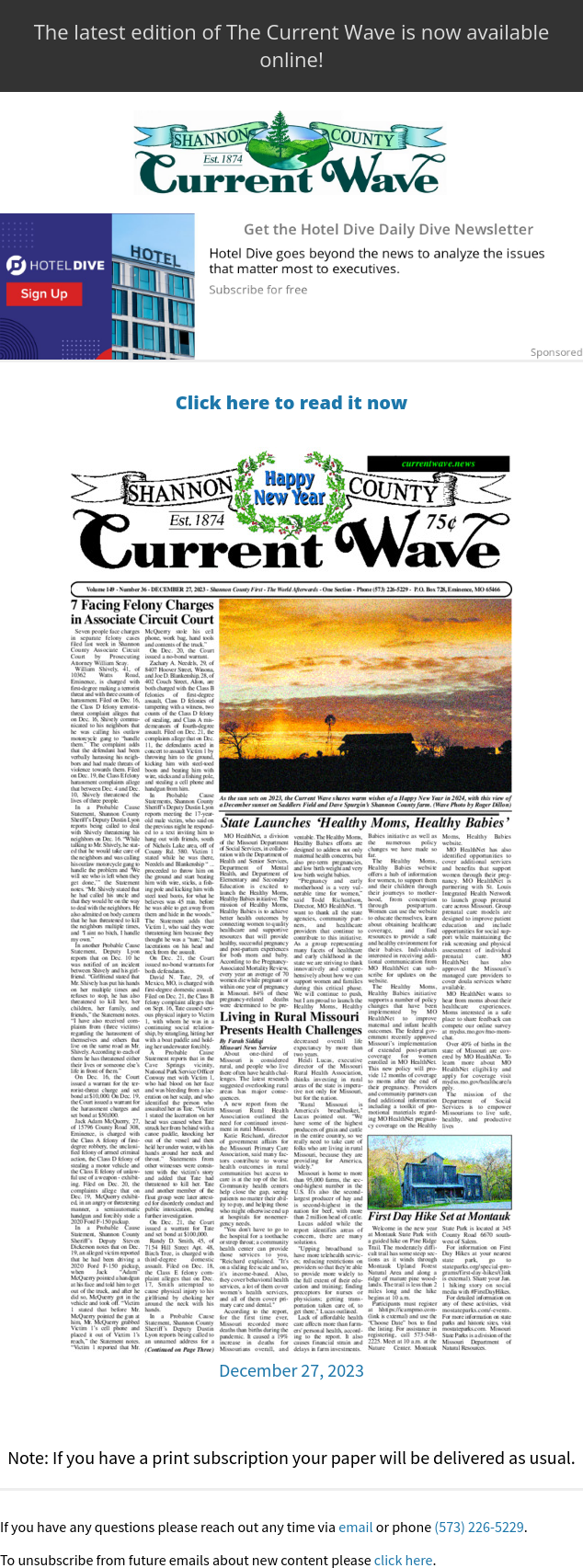 Current Wave Newspaper Sponsored Newsletter Advertising | Paved
