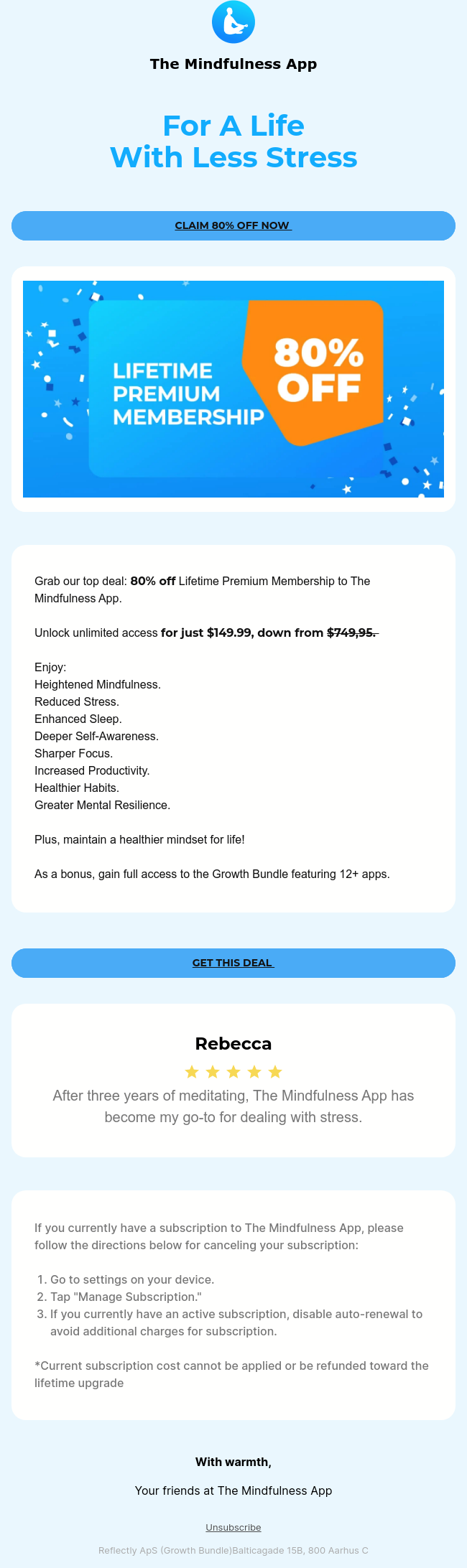 The Mindfulness App Newsletter Sponsored Email Advertising | Paved