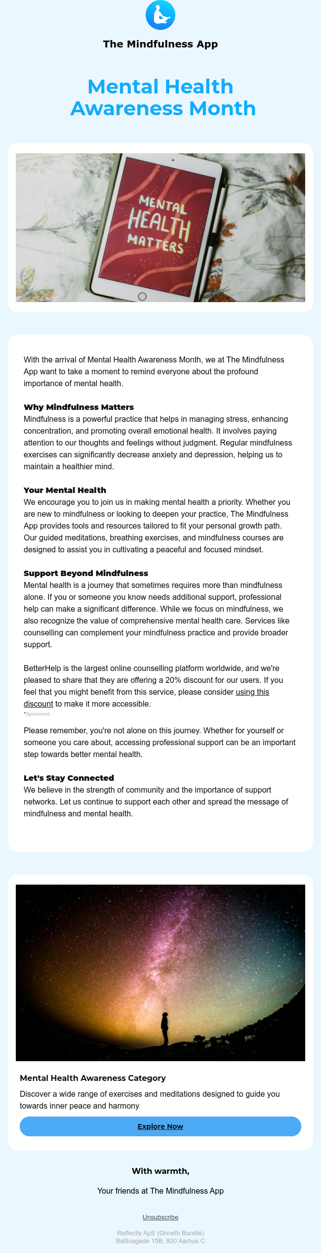 The Mindfulness App Newsletter Sponsored Email Advertising | Paved