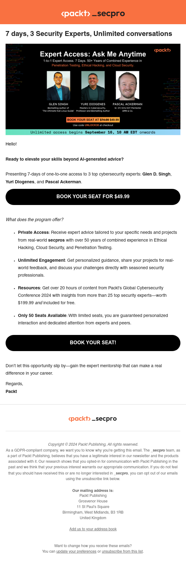 Packt SecPro Sponsorships | Paved