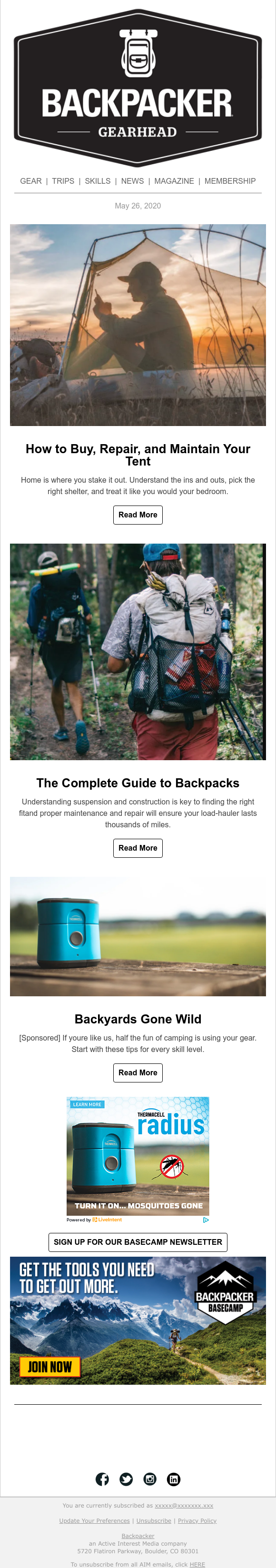 Backpacker Magazine Sponsored Newsletter Advertising | Paved