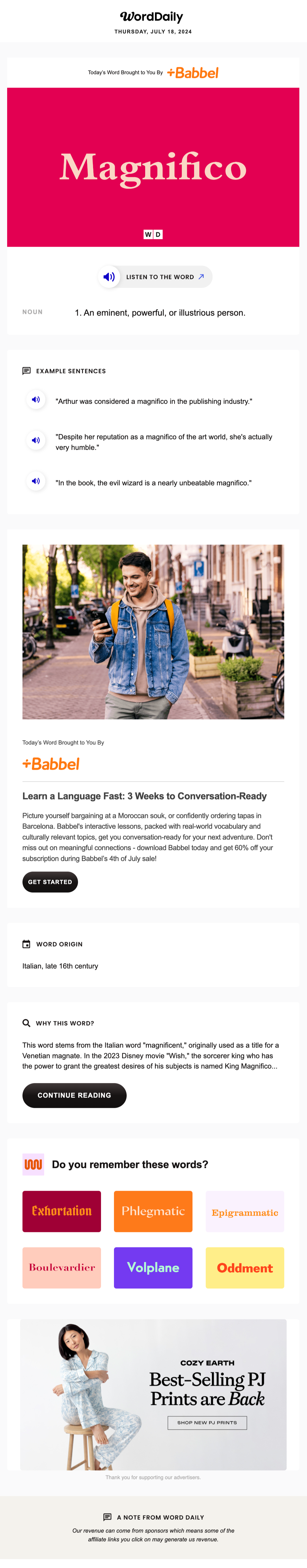 Word Daily Sponsored Email Advertising | Paved