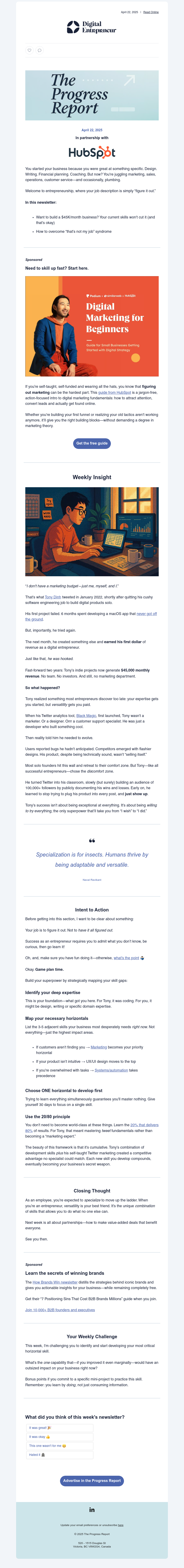 The Progress Report Sponsored Email Advertising | Paved