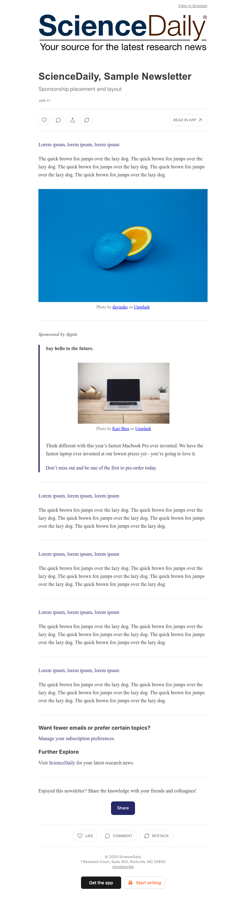 ScienceDaily Sponsored Email Advertising | Paved