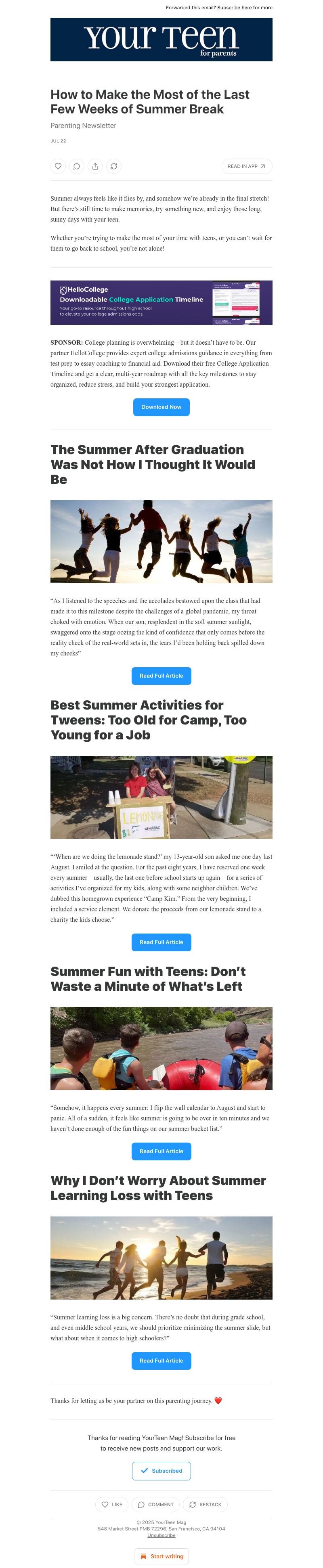 YourTeen Magazine Sponsored Email Advertising | Paved