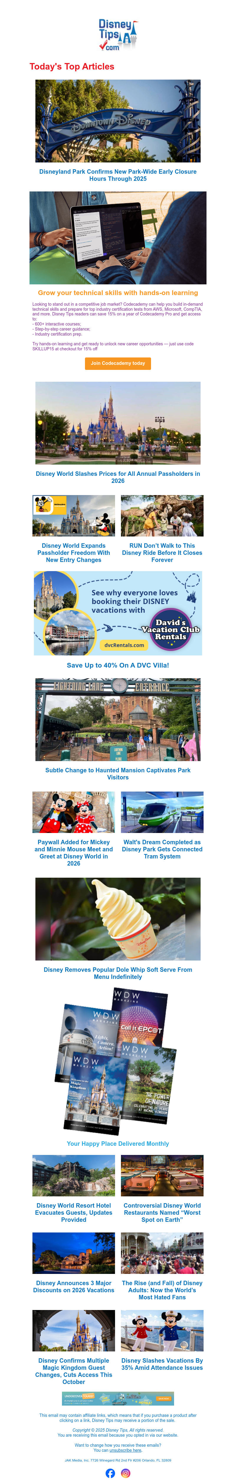 Disney Tips Sponsored Newsletter Advertising | Paved