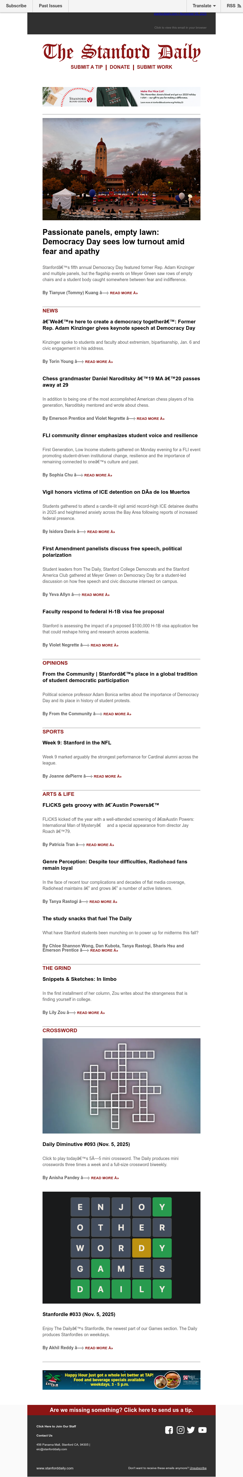 Stanford Daily Sponsored Email Advertising | Paved