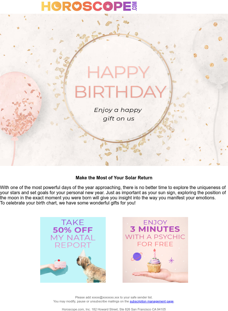 Horoscope.com Sponsored Newsletter Advertising | Paved