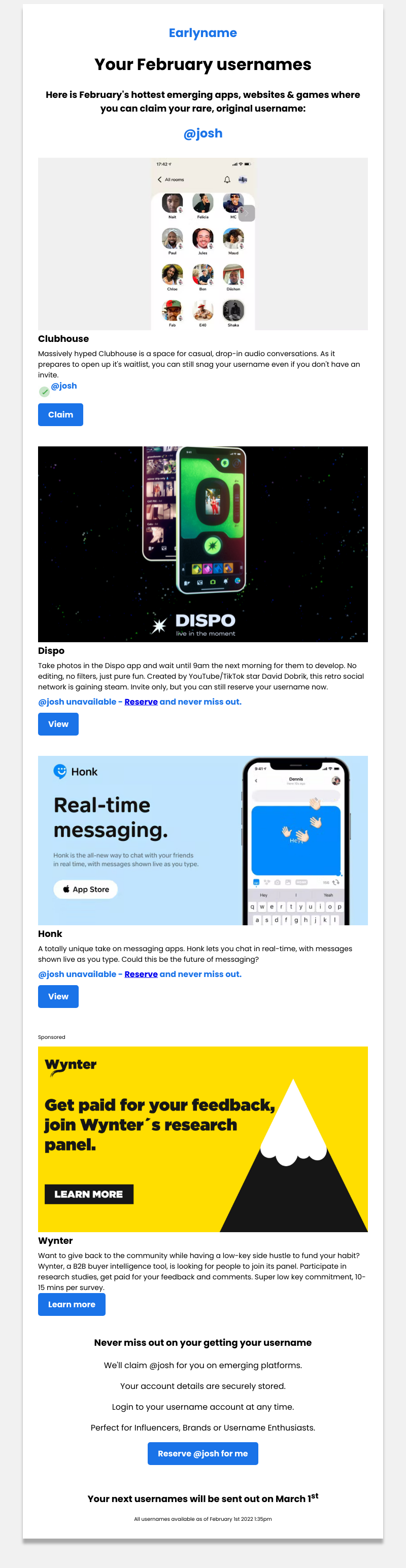 Earlyname Sponsored Newsletter Advertising | Paved