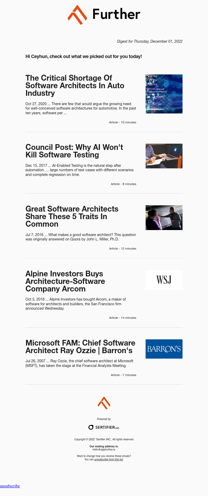 Further Sponsored Newsletter Advertising | Paved