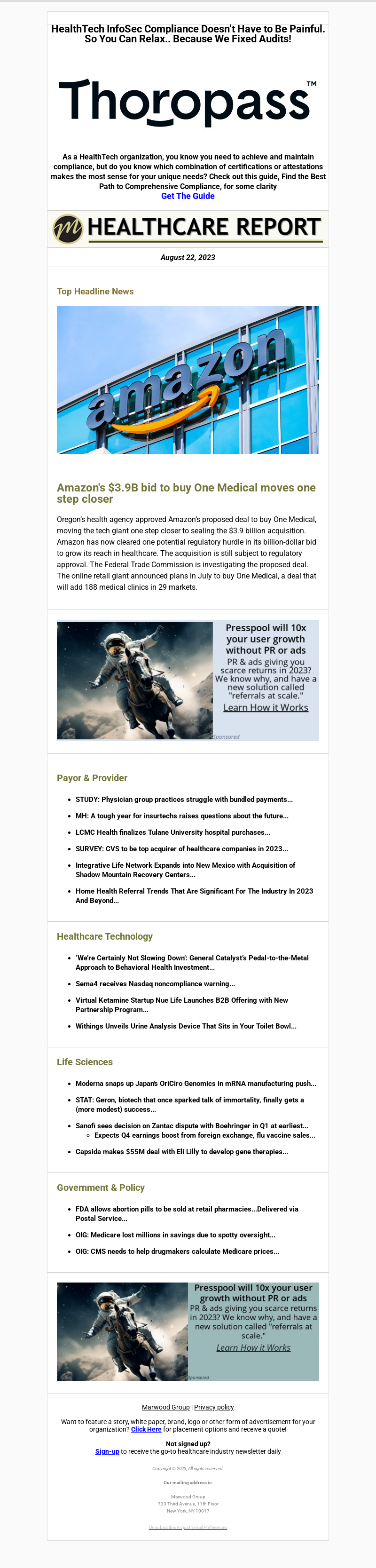 Healthcare Report Sponsored Newsletter Advertising | Paved