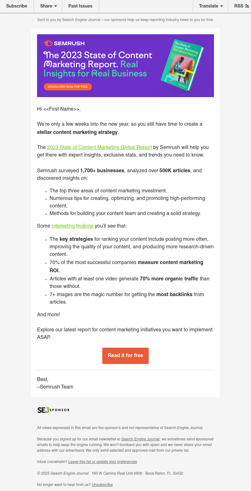 Search Engine Journal Sponsored Email Advertising | Paved