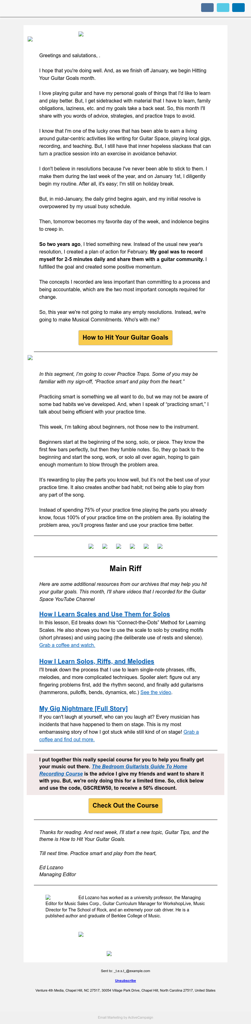 Guitar Space Sponsored Newsletter Advertising | Paved