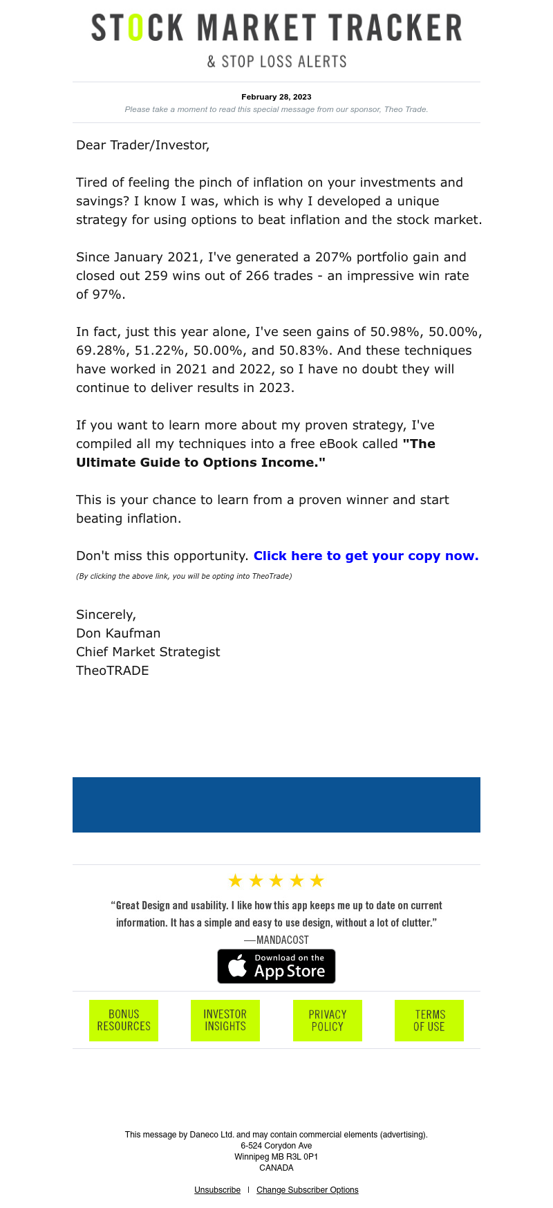 Stock Market Tracker Daily Sponsored Email Advertising | Paved