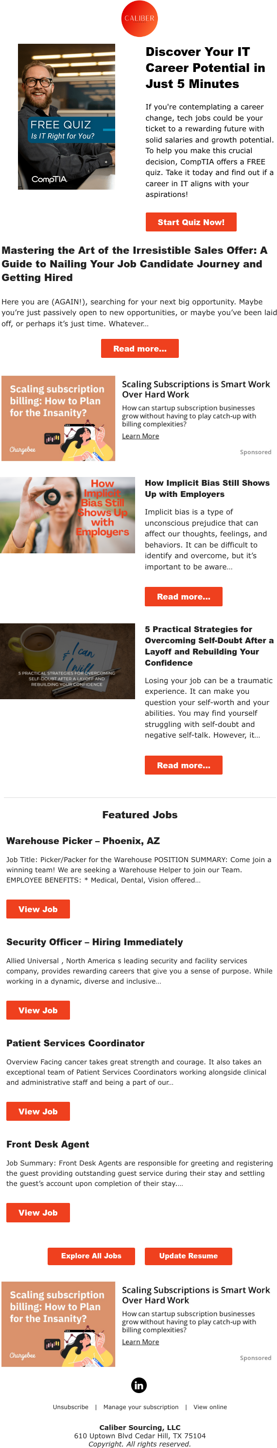 Caliber Marketing Job Newsletter Sponsored Newsletter Advertising | Paved
