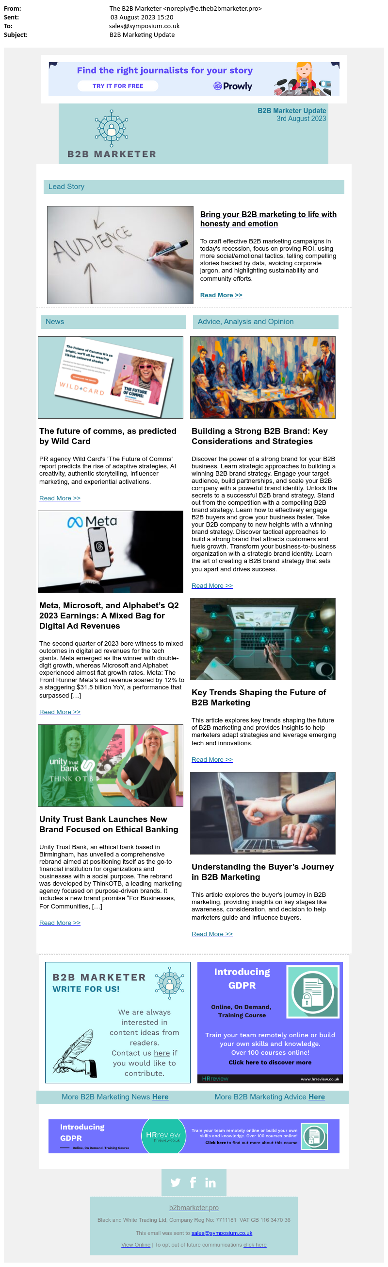 B2B Marketer Sponsored Newsletter Advertising | Paved