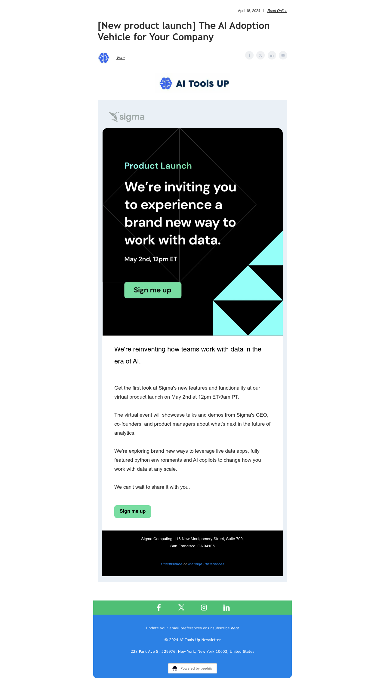 AI Tools UP Sponsored Newsletter Advertising | Paved