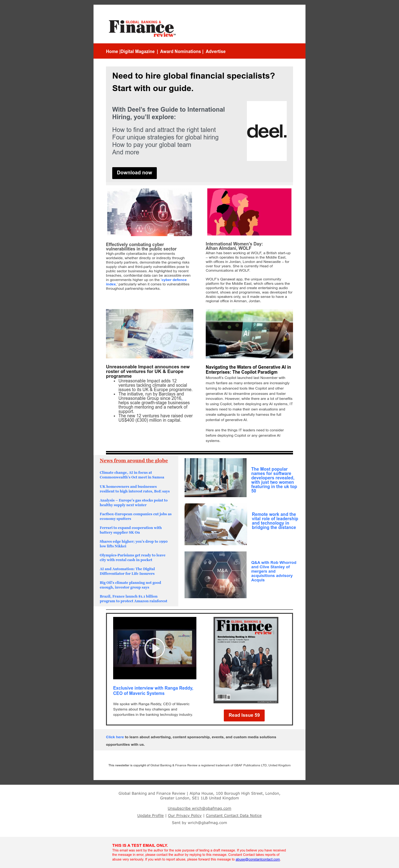 Global Banking & Finance Review Sponsored Newsletter Advertising | Paved