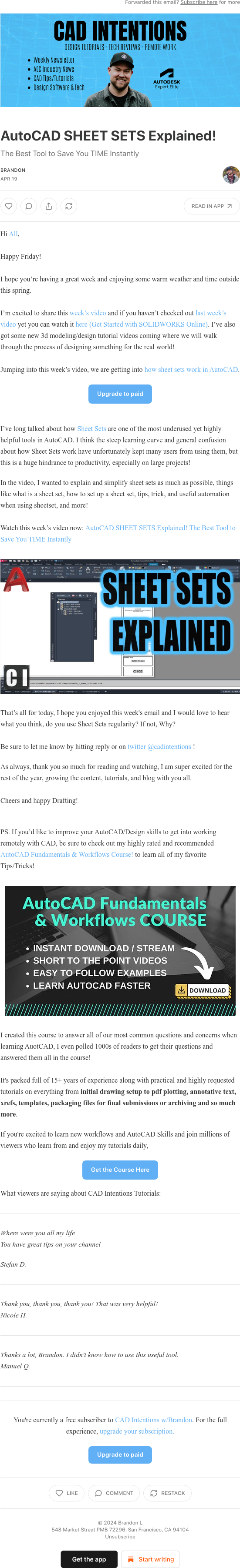 CAD Intentions Sponsored Newsletter Advertising | Paved