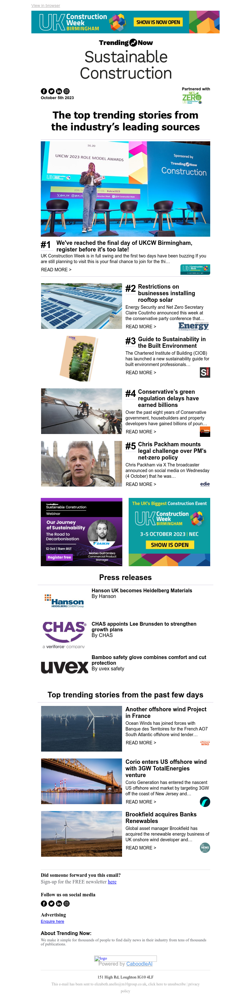 Trending Now Sustainable Construction Sponsored Email Advertising | Paved