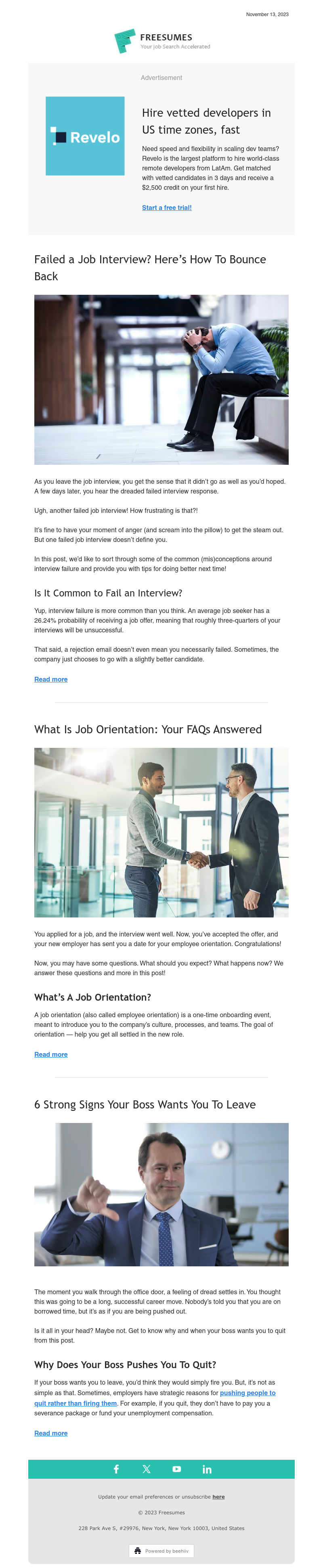 Freesumes Sponsored Newsletter Advertising | Paved