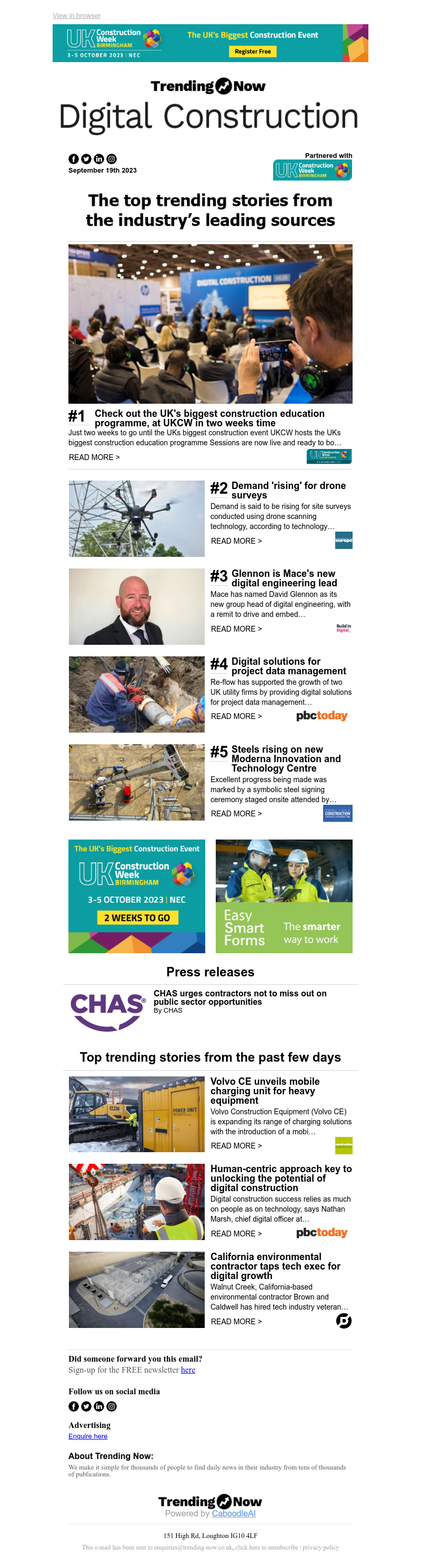 Trending Now Digital Construction Sponsored Email Advertising | Paved