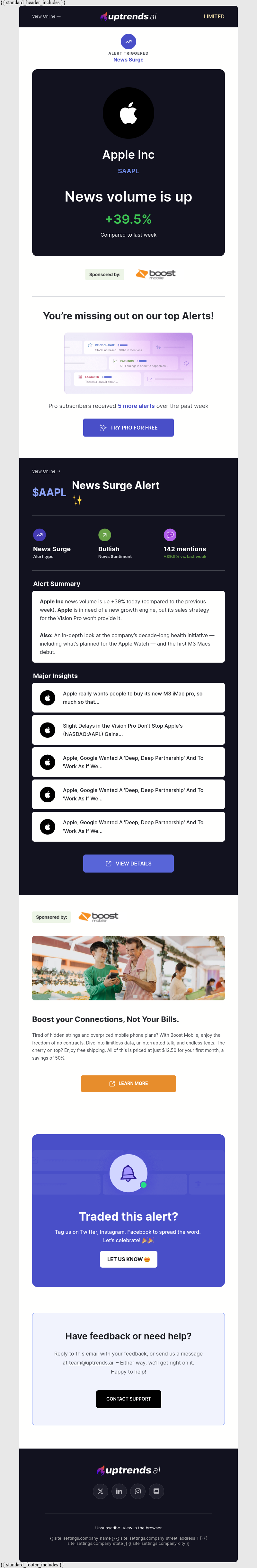 Uptrends.ai Sponsored Email Advertising | Paved