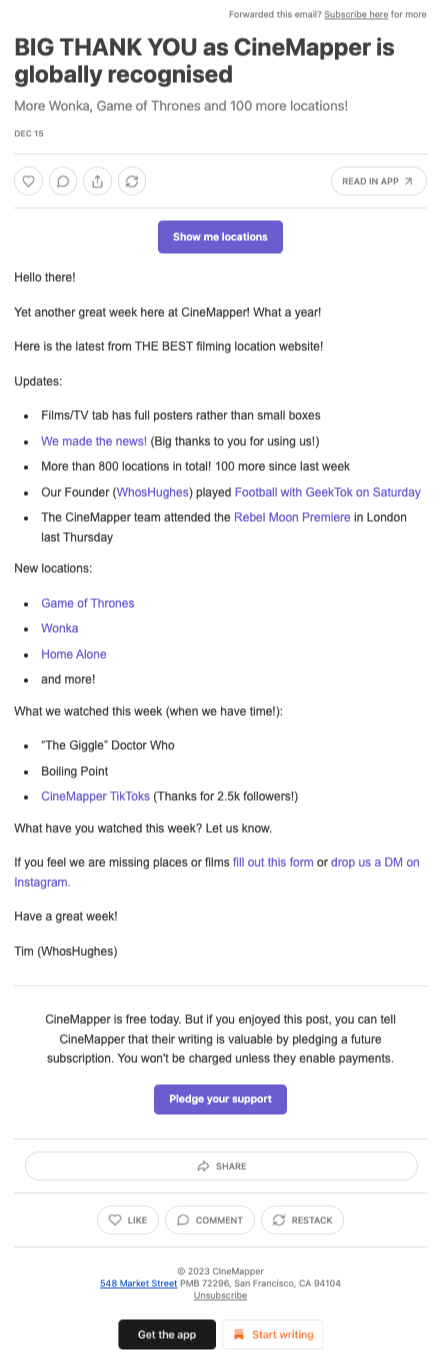 CineMapper Sponsored Newsletter Advertising | Paved