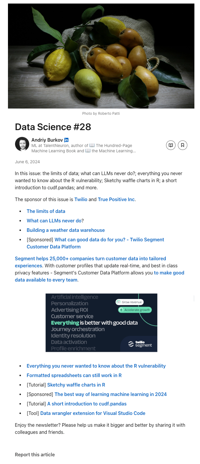 Data Science weekly newsletter Sponsored Newsletter Advertising | Paved
