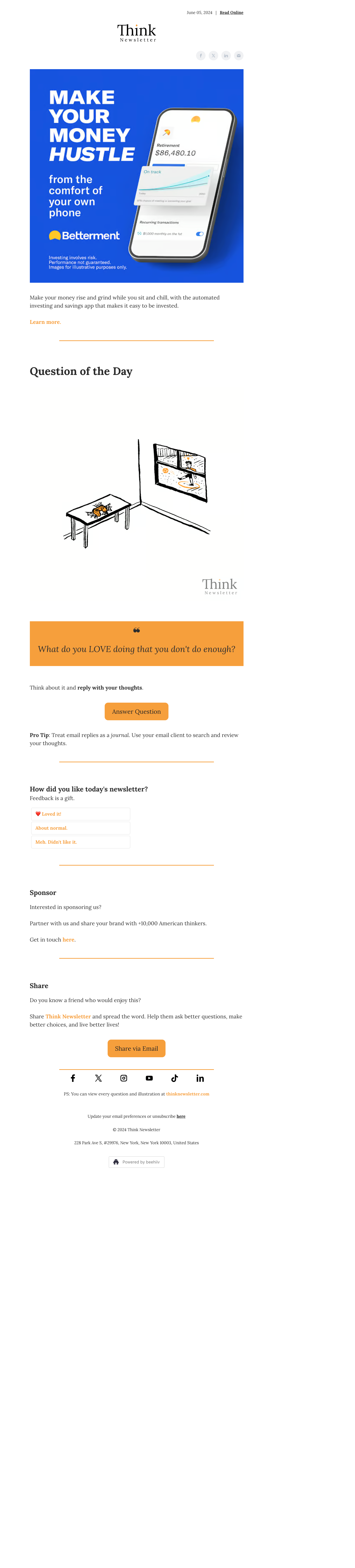 Think Newsletter Sponsored Email Advertising | Paved