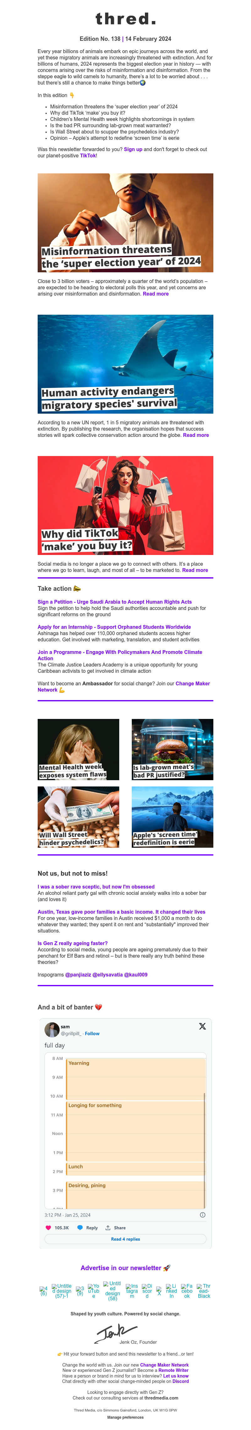 Thred Newsletter Sponsored Email Advertising | Paved